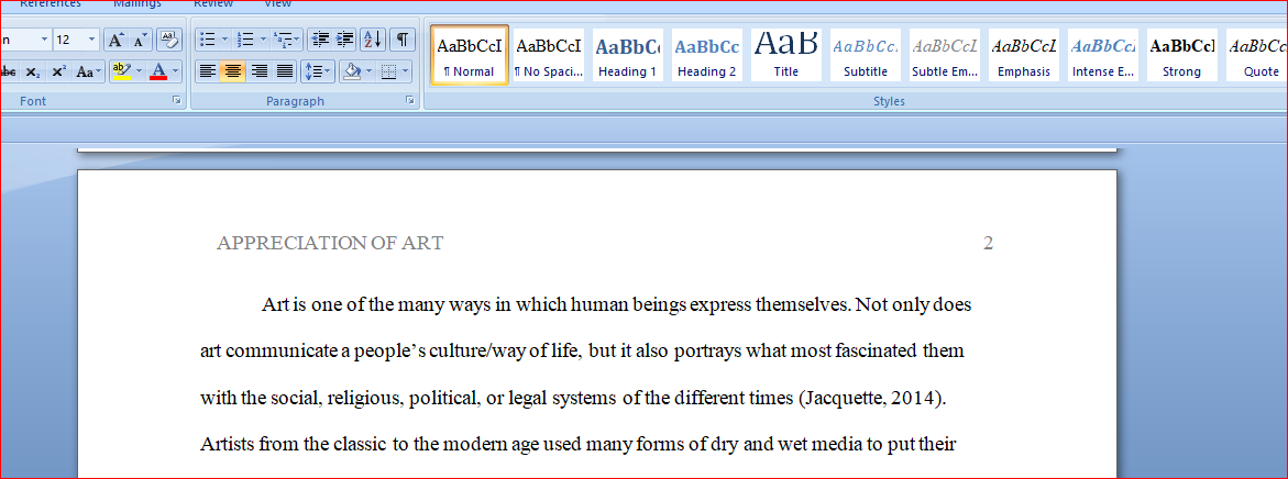 Explain Appreciation Of Art Exacthomework